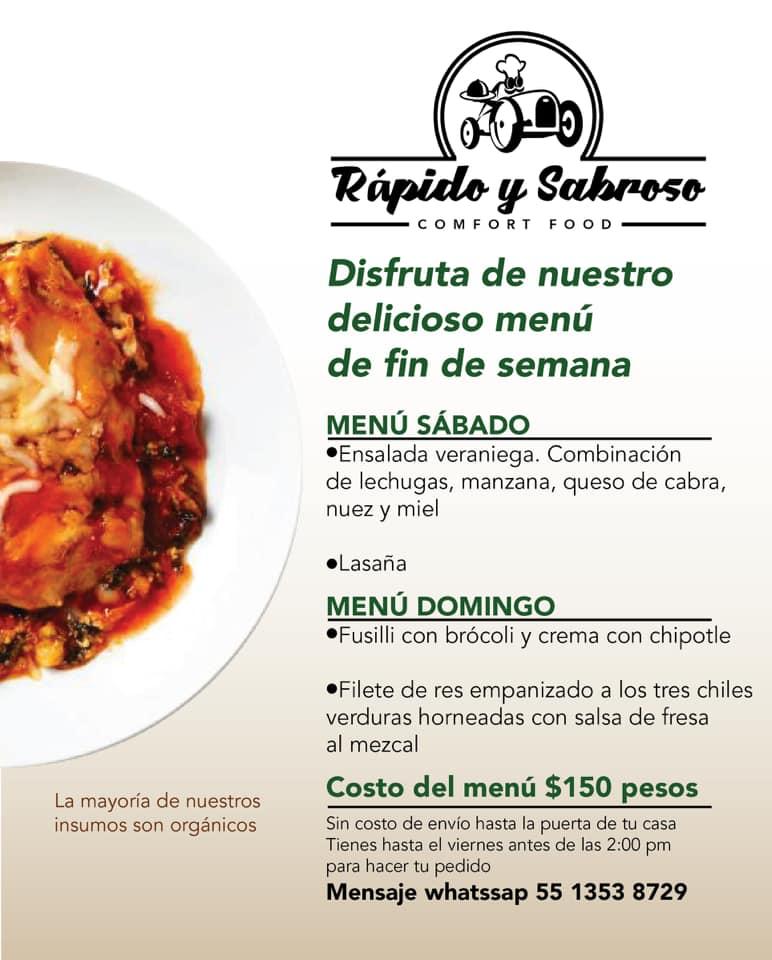 Menu at Rapido y Sabroso Lindavista restaurant, Mexico City