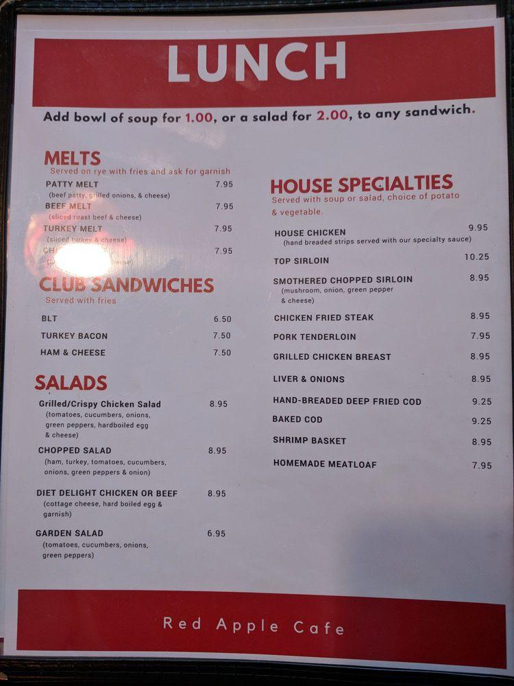 Menu at Red Apple Cafe, Muncie