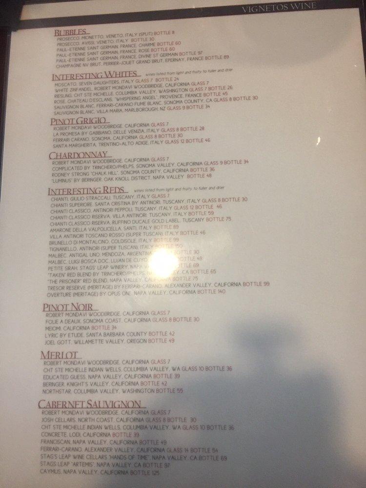 Menu at Vignetos Italian Grill pub & bar, Plantation, S University Dr