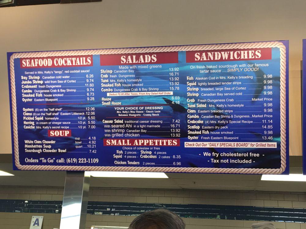 Menu at Point Loma Seafoods restaurant, San Diego