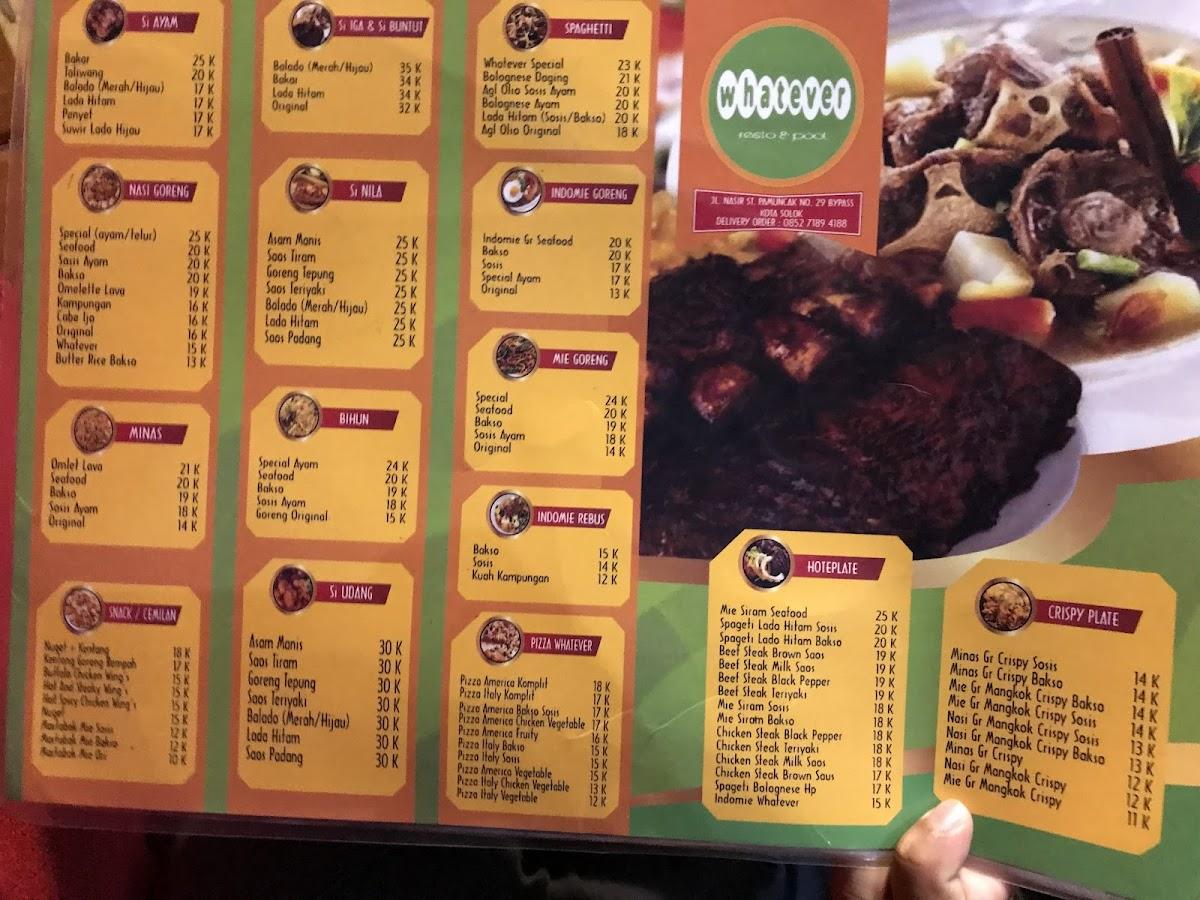 Menu at Whatever resto restaurant, Solok