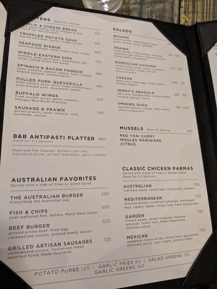 Menu at Bondi&Bourke Davao restaurant, Davao City