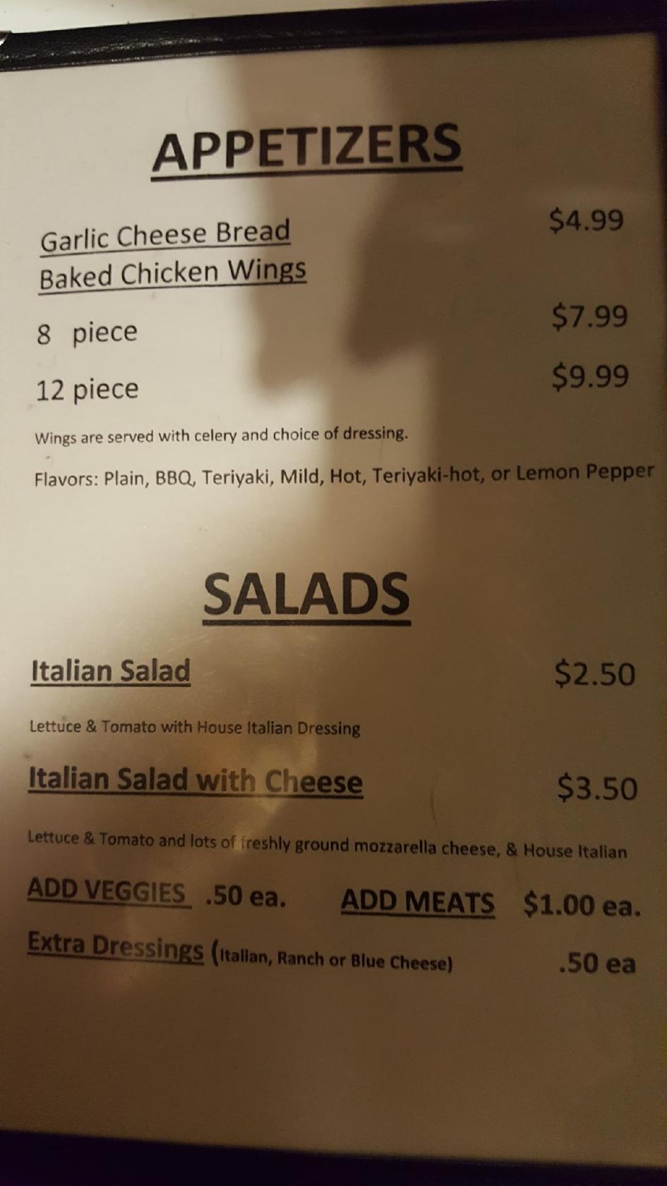 Menu at La Brascas Pizza pizzeria, Columbia