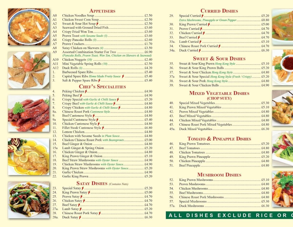 Menu at long hua chinese take away restaurant, Hull