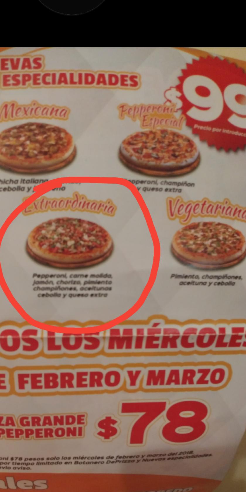Carta del restaurante Pizza Deprizza Las Puentes, San Nicolás del los Garza