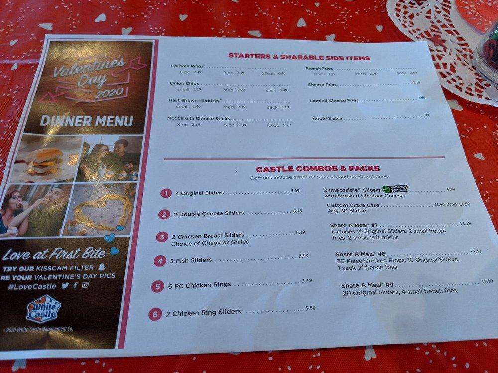 Menu at White Castle fast food, Anderson, IN-9