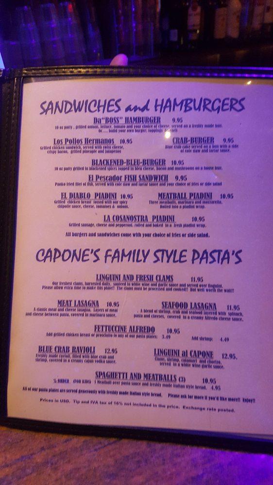 Menu at Al Capone's Seafood and Pizzeria, Puerto Peñasco