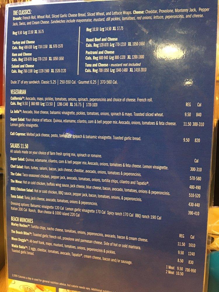 Carta del pub y bar Beach Hut Deli, San Mateo