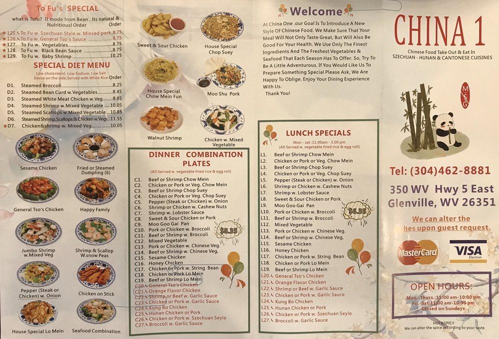 china one restaurant menu