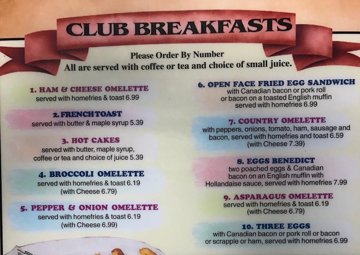 Menu at Golden Pigeon Diner Restaurant, Bridgeton