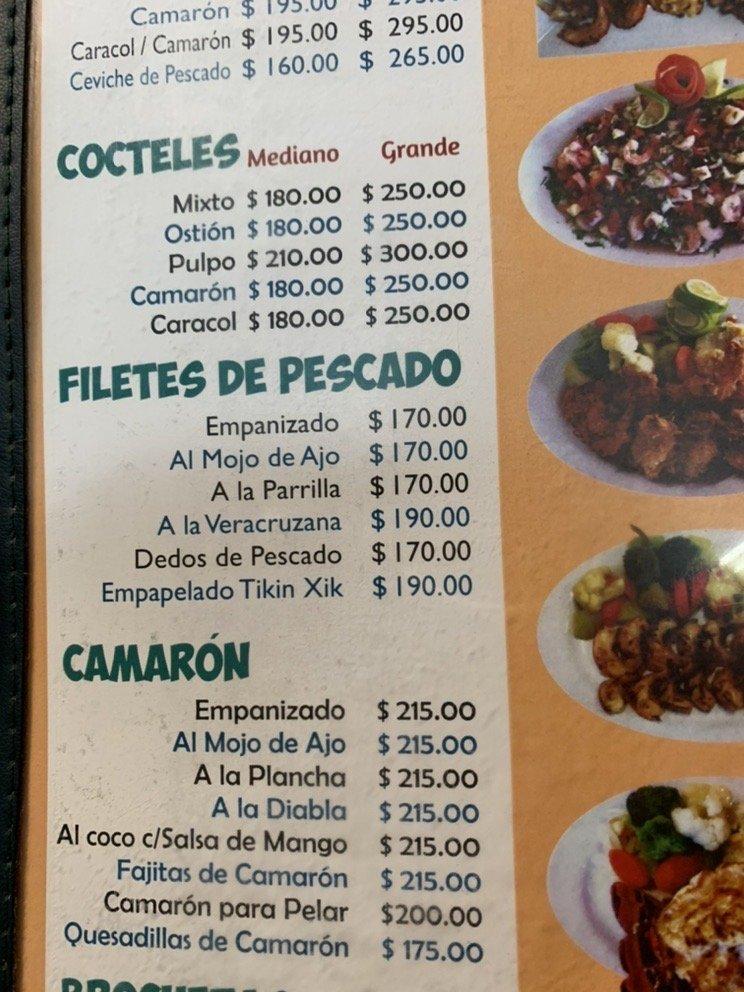 Menu at La Conchita del Caribe pub & bar, San Miguel de Cozumel, 65 ...