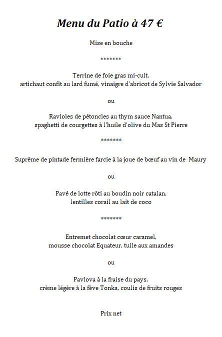 Menu au Le Patio Catalan restaurant, Thuir