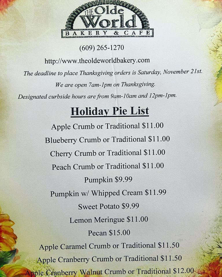 Menu at The Olde World Bakery & Cafe, Eastampton Township