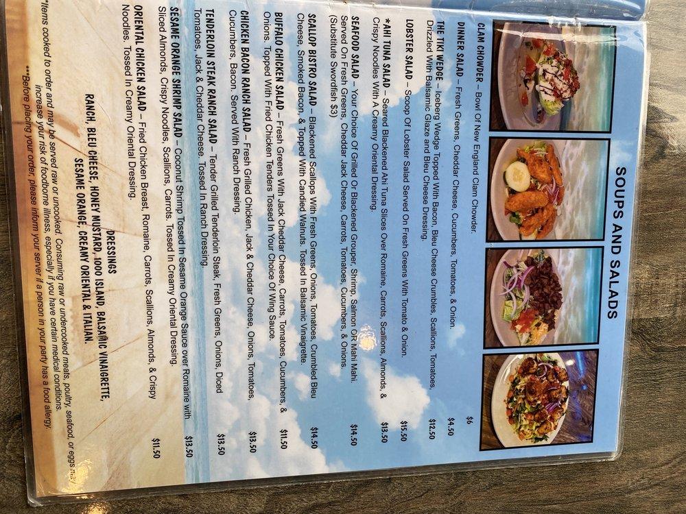 Menu at Toucan's Lakefront pub & bar, Mooresville