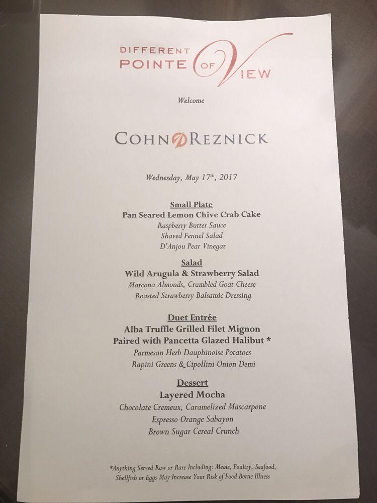 Menu at Different Pointe of View restaurant, Phoenix, N 7th St