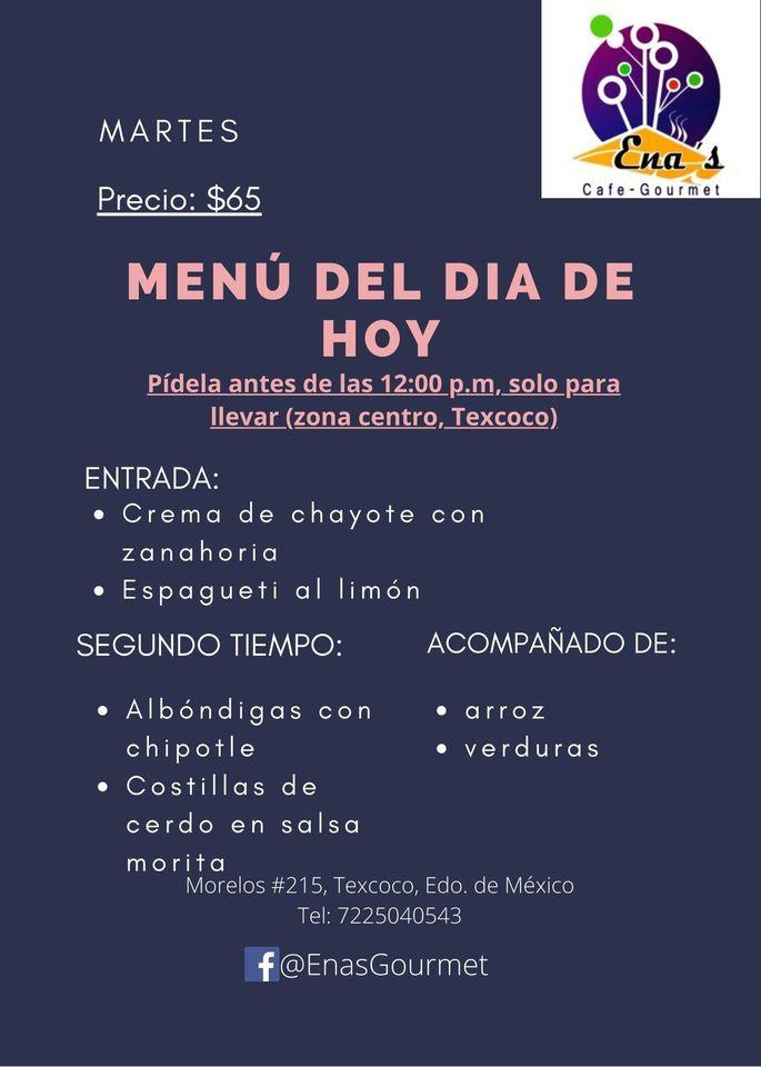 Menu at Ena's Gourmet restaurant, Texcoco
