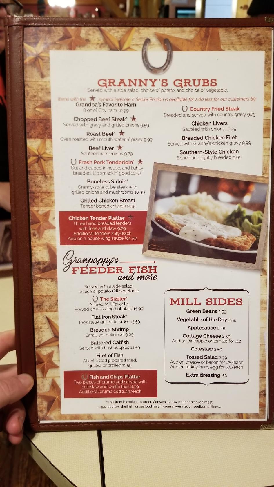 Carta de Feed Mill Restaurant & Pizza, Felicity