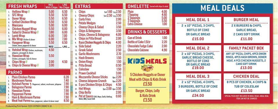 Menu at Hornsea Turkish Delight restaurant, Hornsea
