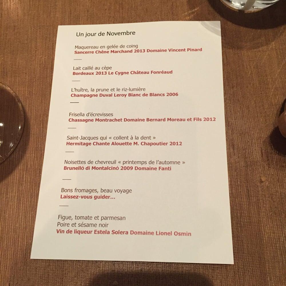 Menu at La Maison Troisgros restaurant, Roanne