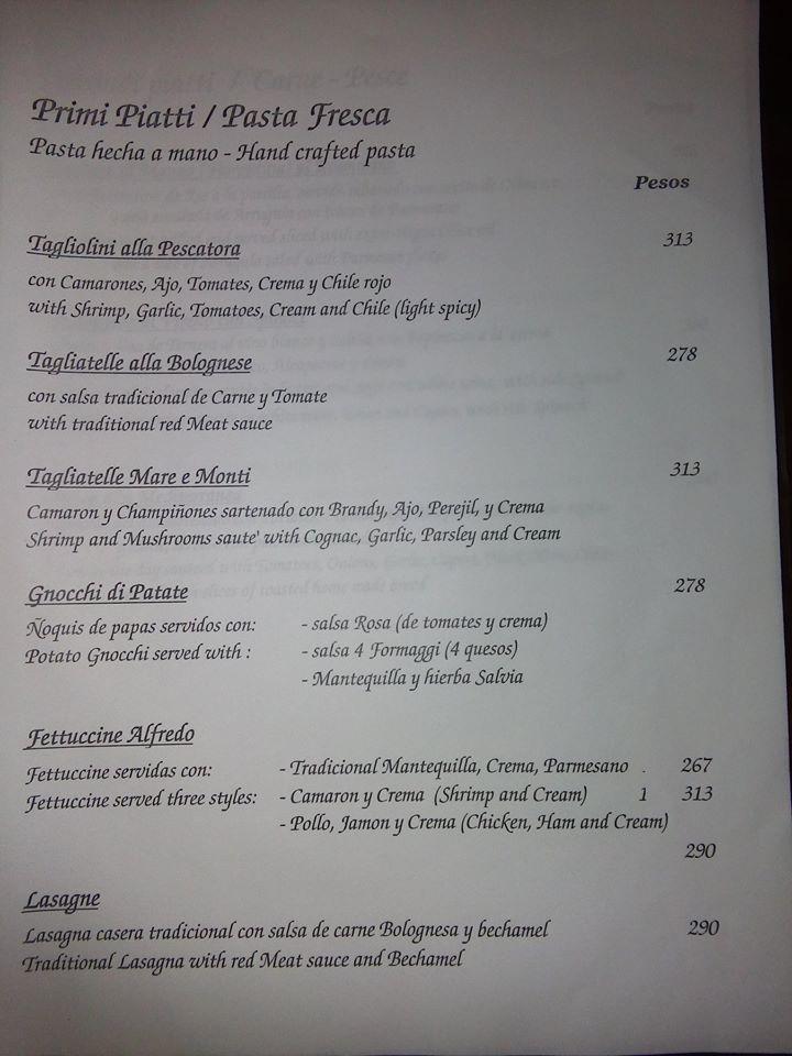 Menu at The Italian Job pizzeria, Cabo San Lucas, Av. del Pescador 7