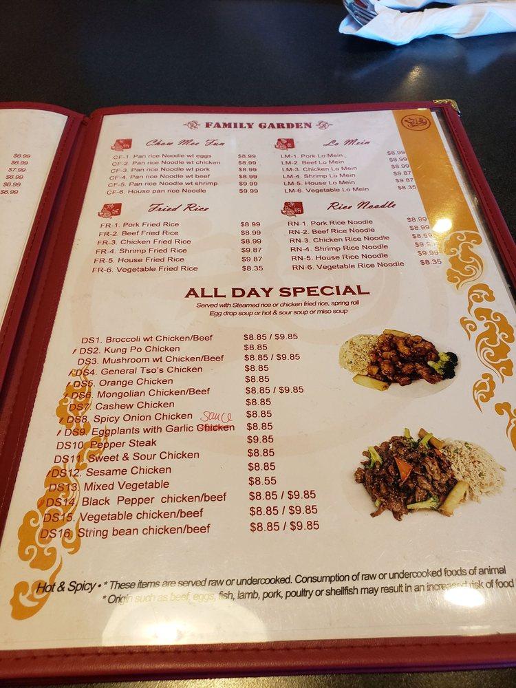 Menu at Family Garden restaurant, Richland