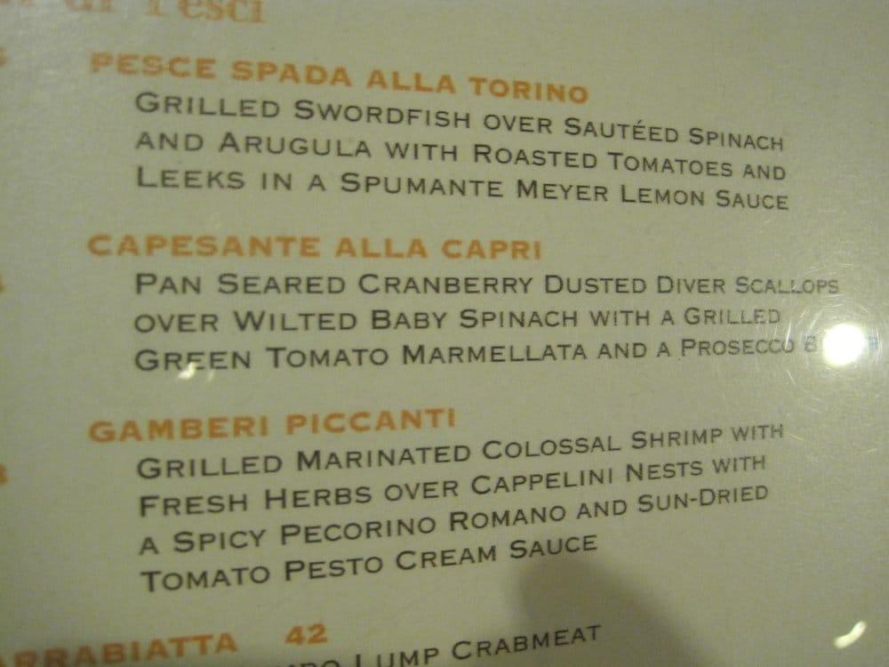 Carta del restaurante Il Verdi, Atlantic City, Boardwalk