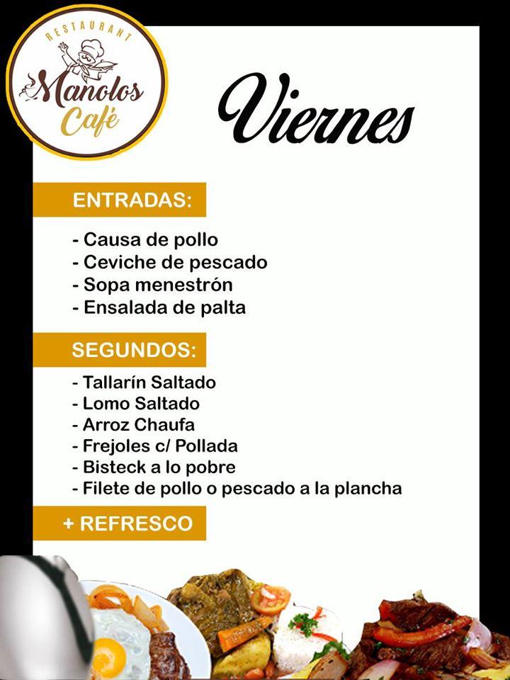 Menu at Manolos Menu restaurant, Lima