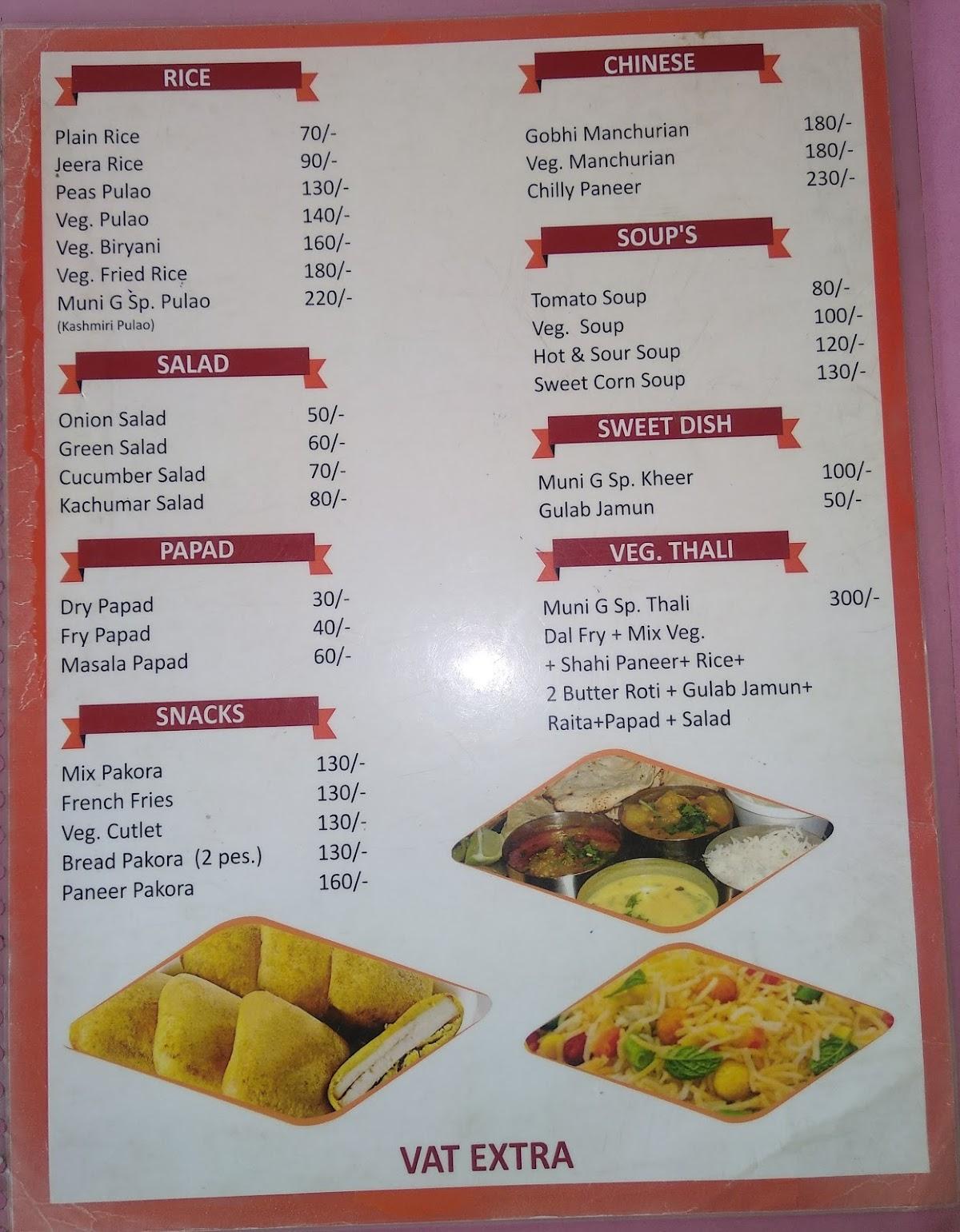 Menu at Muni Ji Restaurant and Garden, India, 96 Milestone