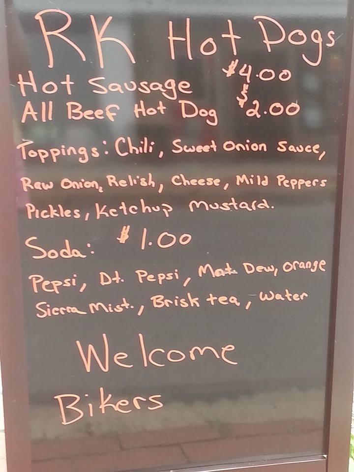 Menu at RK Hot Dogs restaurant, Johnstown