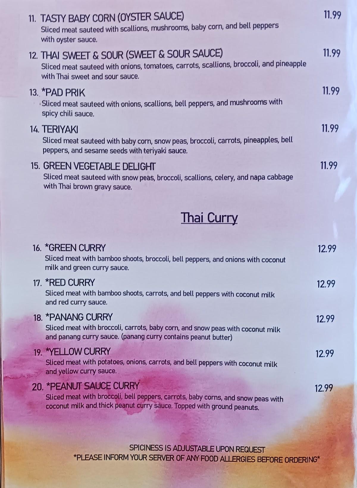 Menu at Spice Cafe, Southern Pines, 225 W Morganton Rd Suite A