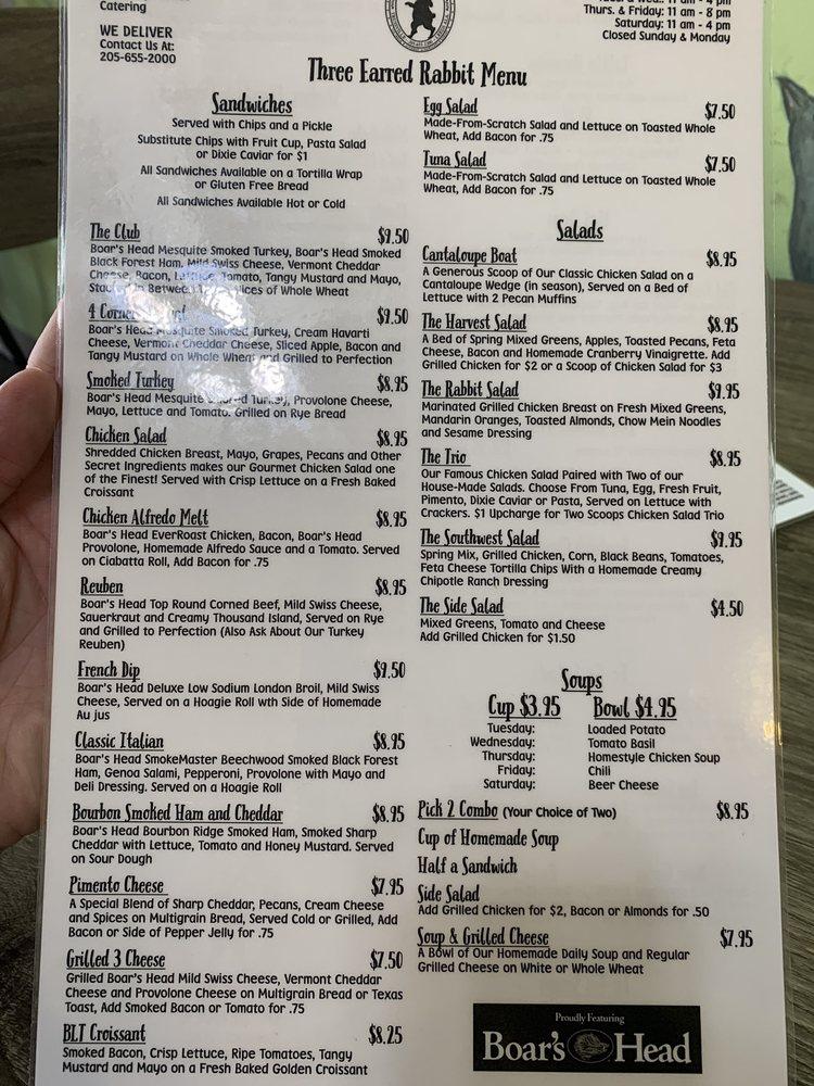 Menu at Three Earred Rabbit desserts, Trussville