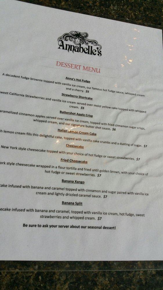 Menu at Annabelle's pub & bar, New Bern