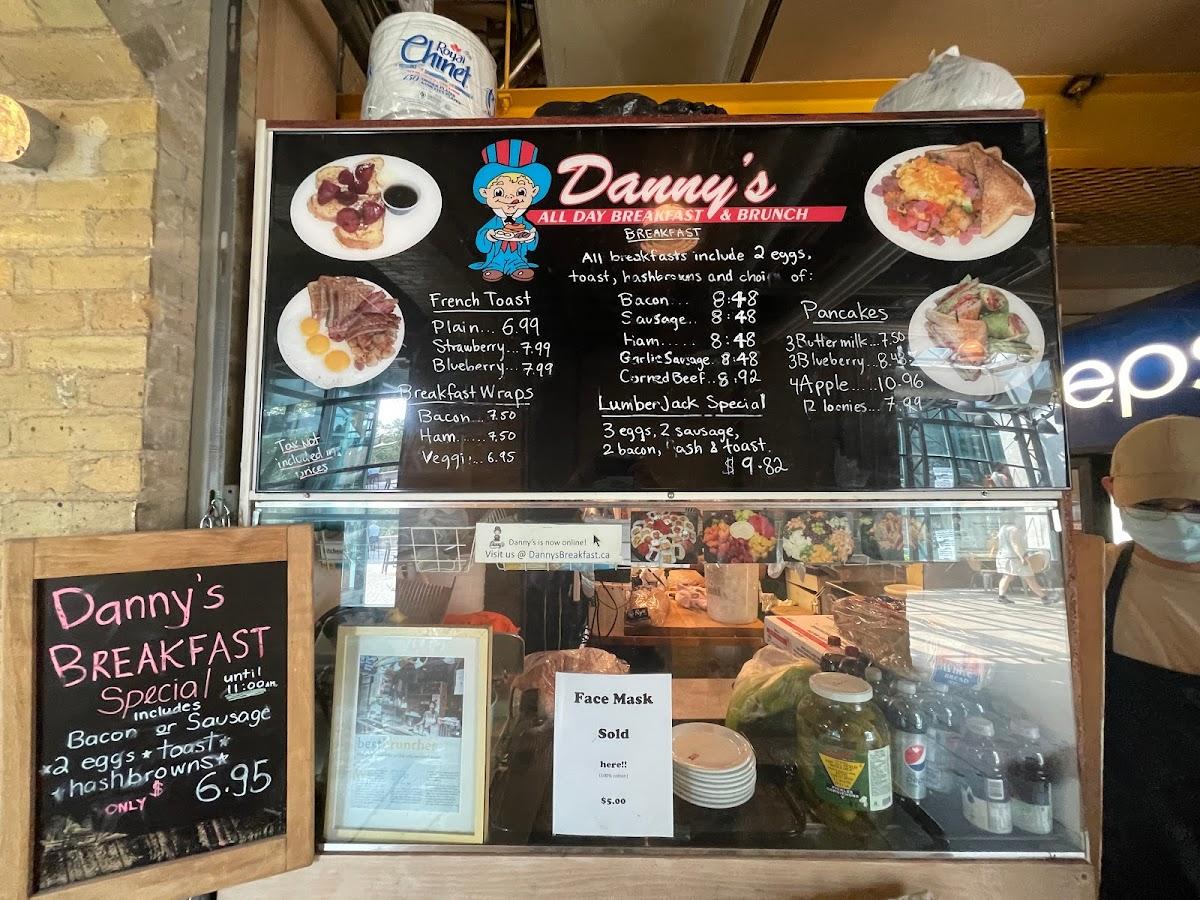 Menu at Danny's All Day Breakfast restaurant, Winnipeg