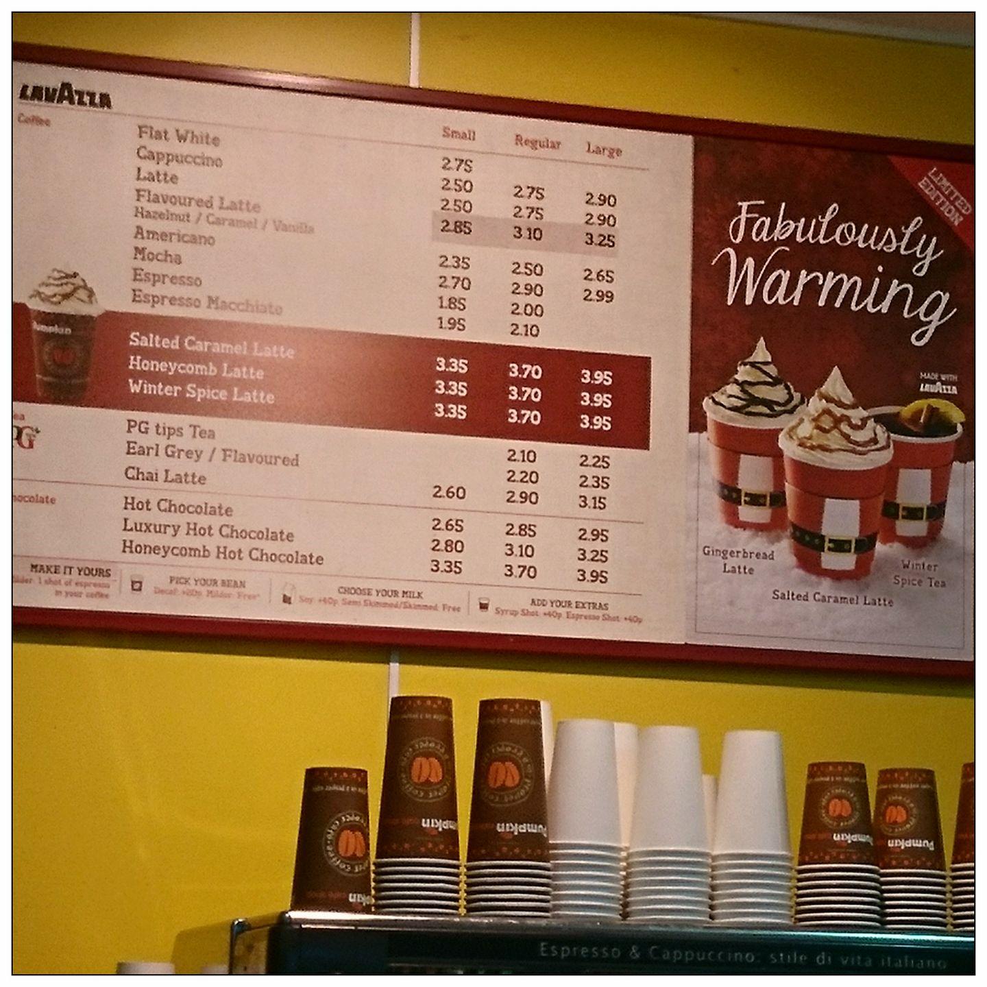 Menu at Pumpkin cafe, London, St Albans City Railway Station