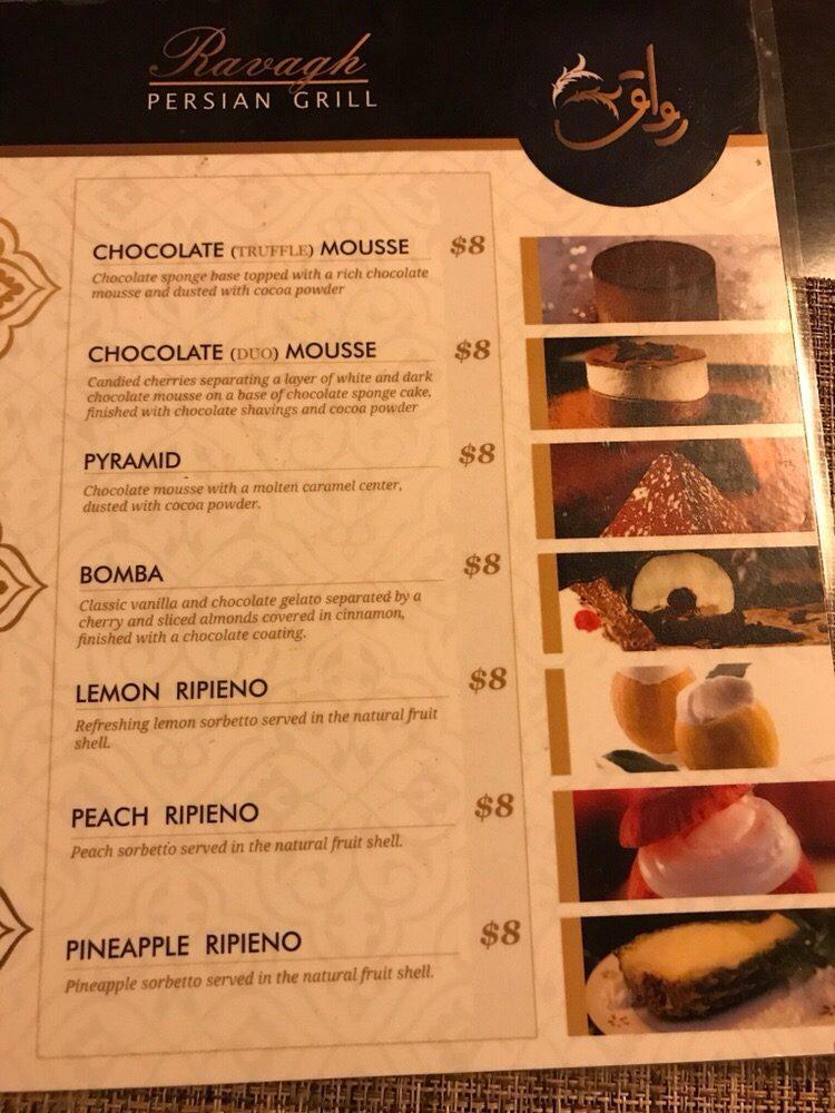 Menu at Ravagh Persian Grill restaurant, New York City, 173 Madison Ave