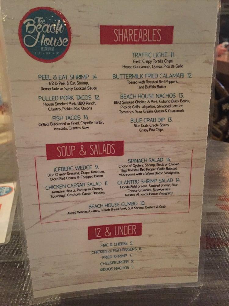 Menu at The Beach House Restaurant Sandestin, Miramar Beach, S ...