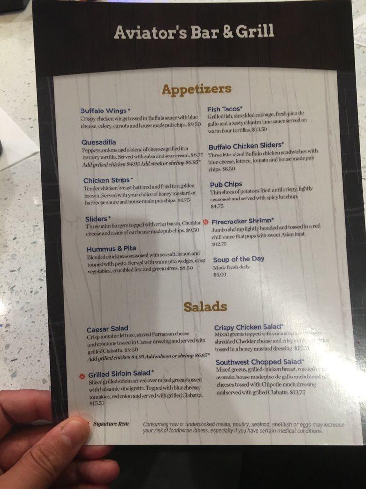 Menu at Aviator's Bar and Grill, Humble