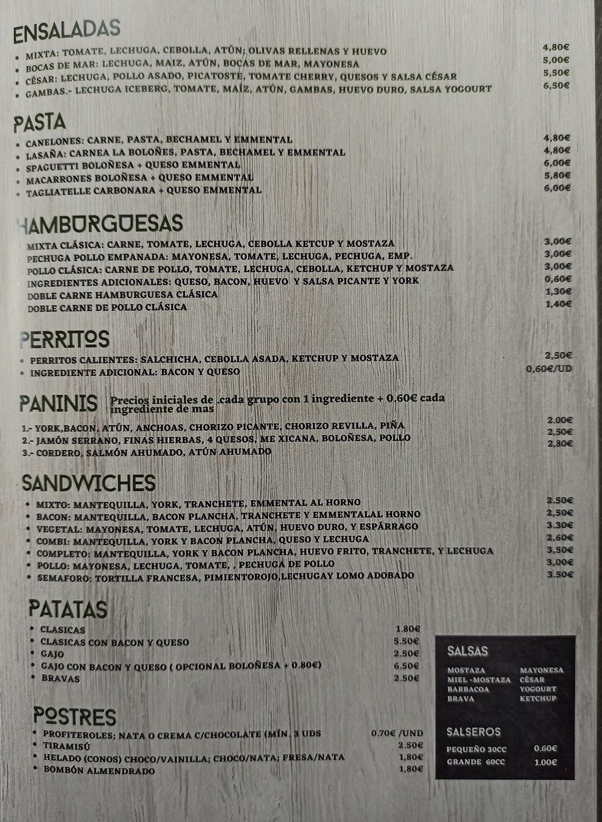 Menu at Canal Pizza restaurant, Novelda