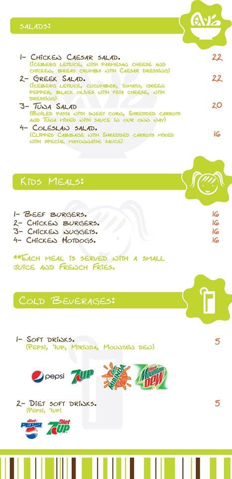 Menu at Iceberg restaurant, Dubai, The Dubai Mall