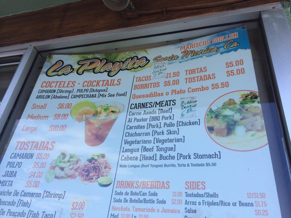 Menu at Mariscos Guillen La Playita restaurant, Santa Monica, CA-1
