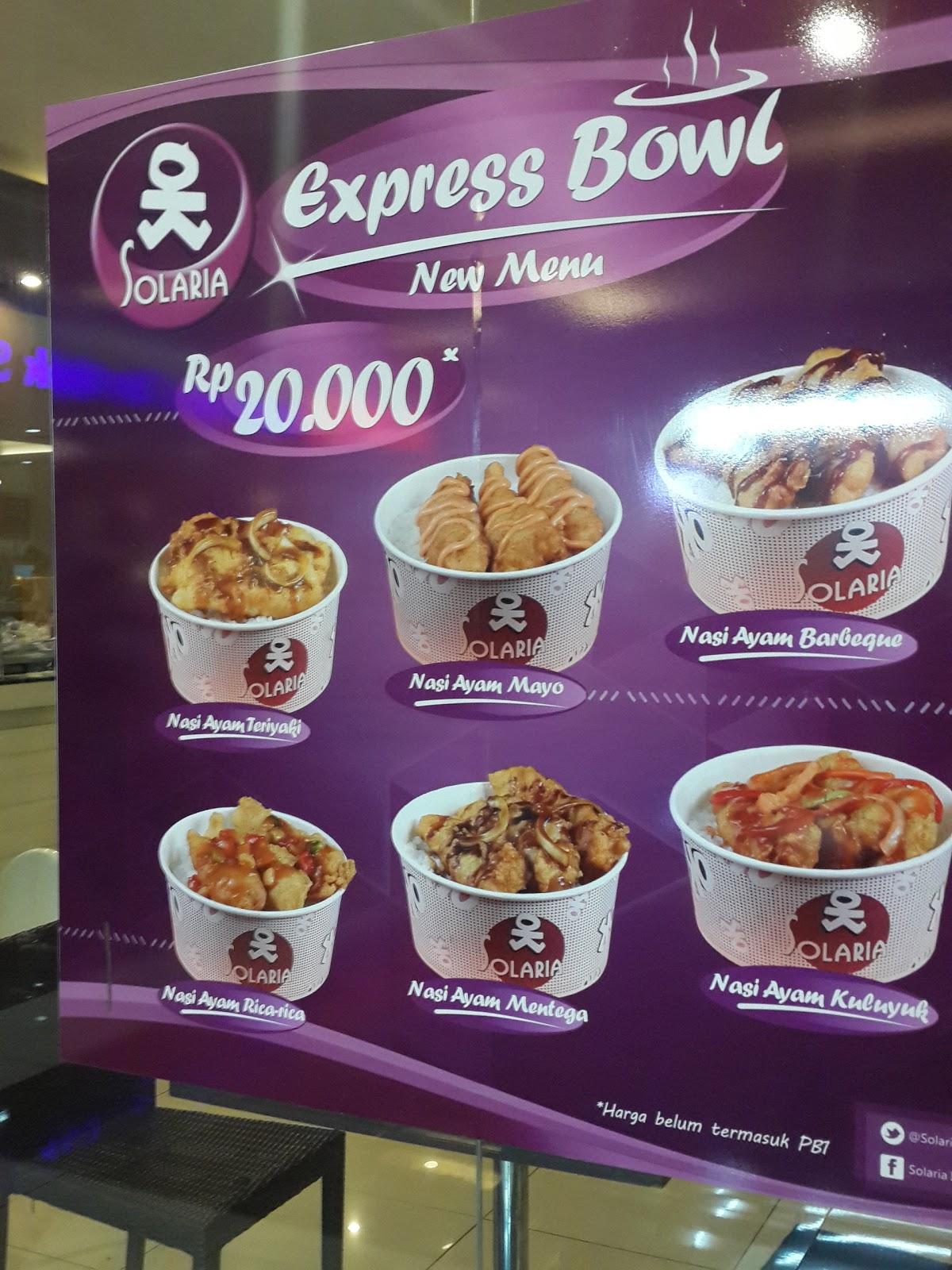 Menu at Solaria Buaran Plaza restaurant, East Jakarta, Buaran Plaza
