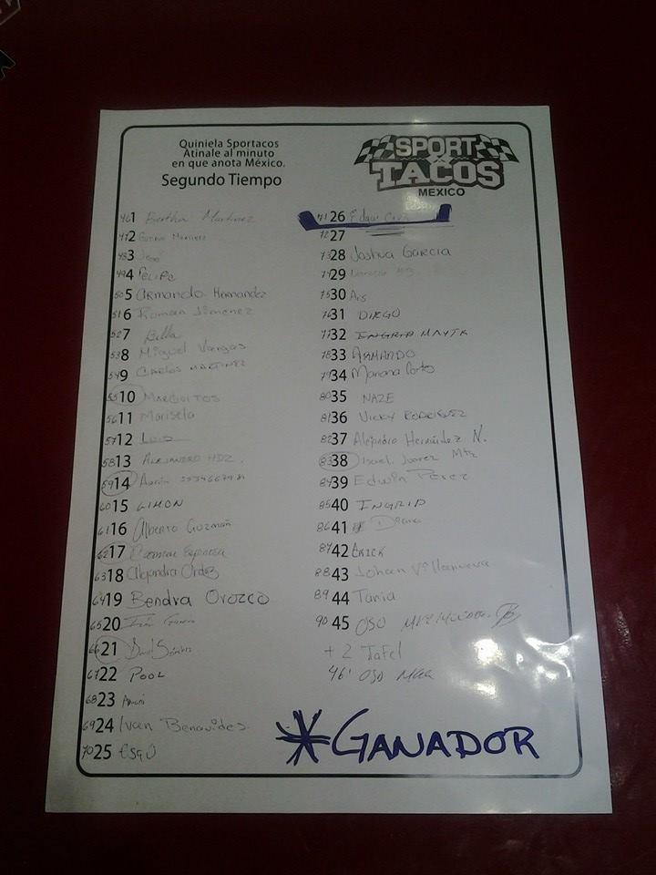 Menu at Sport tacos restaurant, Tlalnepantla de Baz