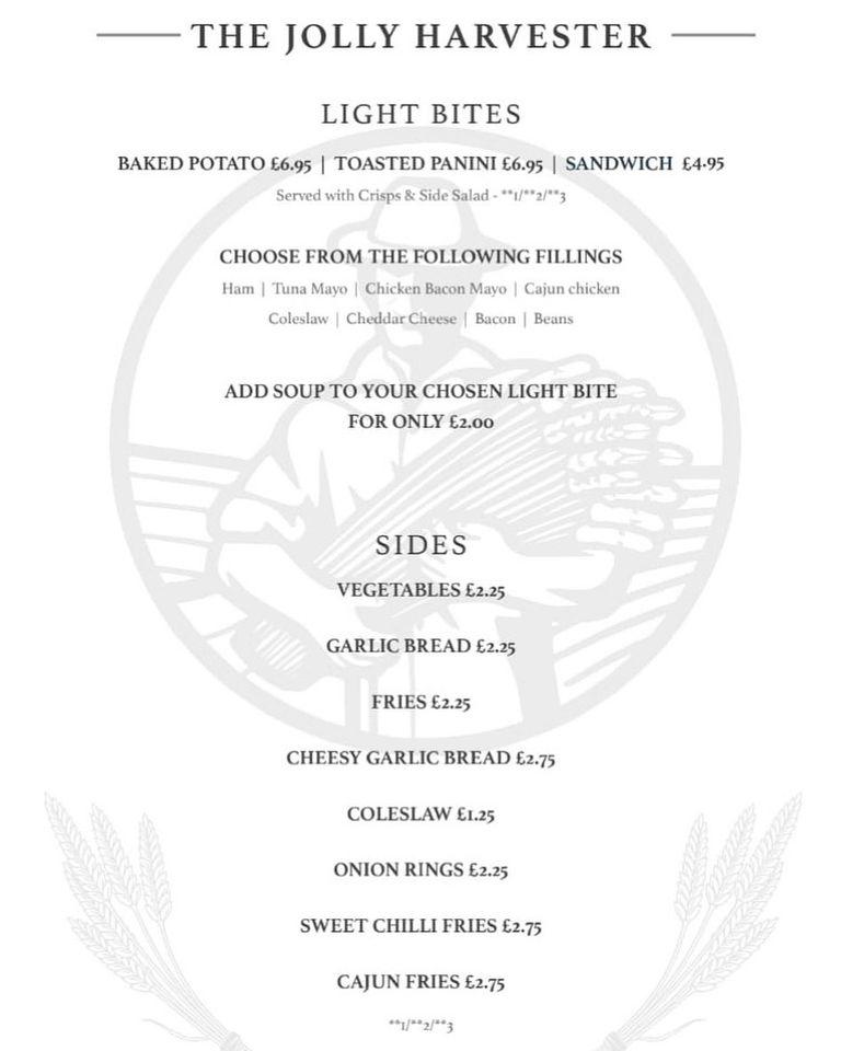 Menu at The Jolly Harvester Bar & Restaurant, Dumfries