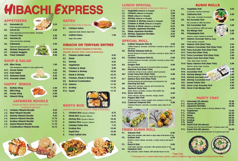 Menu at Hibachi Express restaurant, Newport News, Jefferson Ave Suite 103