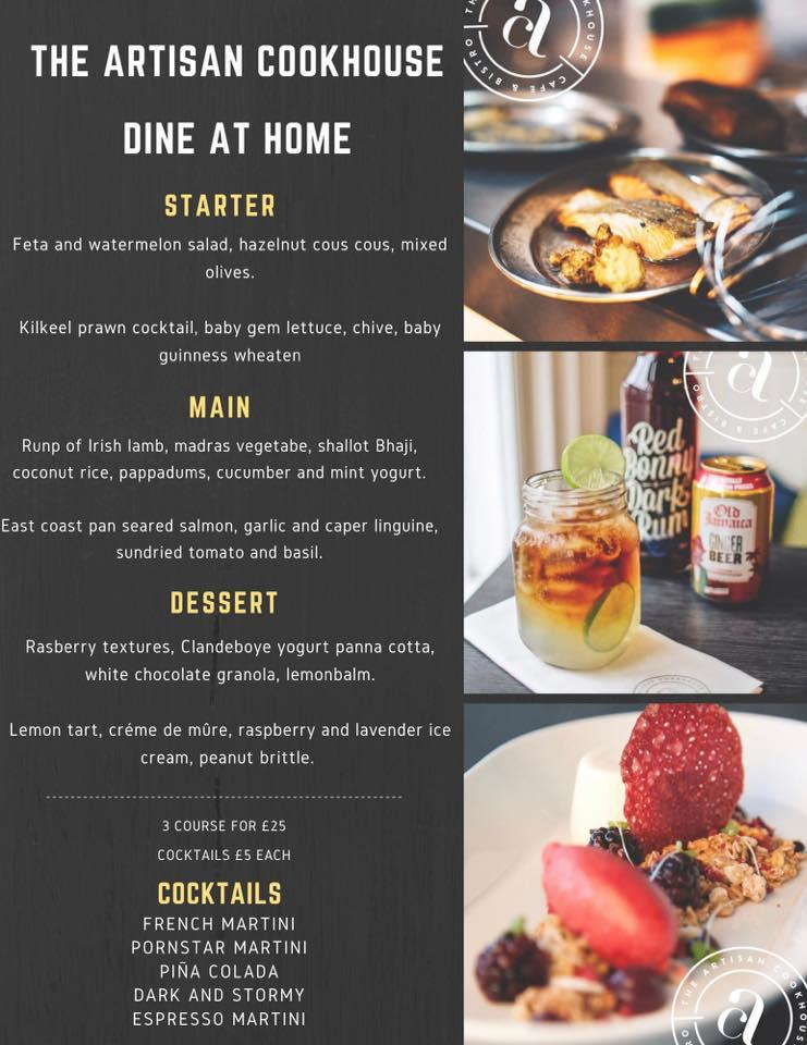 Menu at The Artisan Cookhouse restaurant, Portaferry