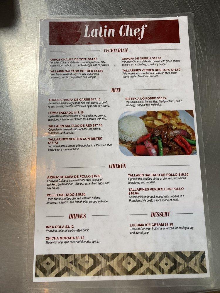 Menu at The Latin Chef Liberty Station restaurant, San Diego