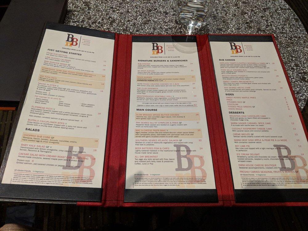 Menu at BNB pub & bar, Toronto
