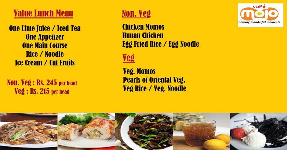 Menu at Café Mojo, Thiruvananthapuram