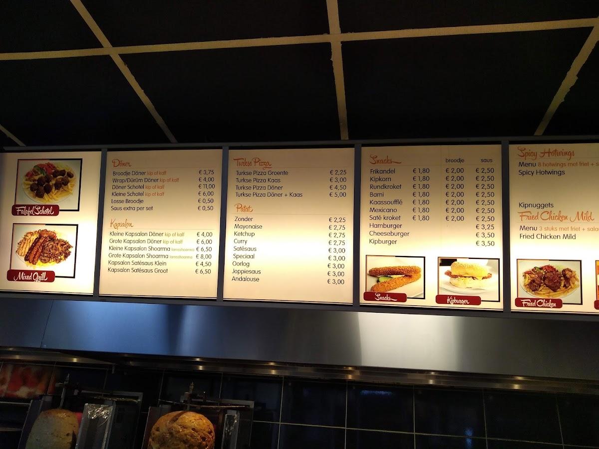 Menu at Eethuis Sinbad, Amsterdam, Eerste Oosterparkstraat 137-139