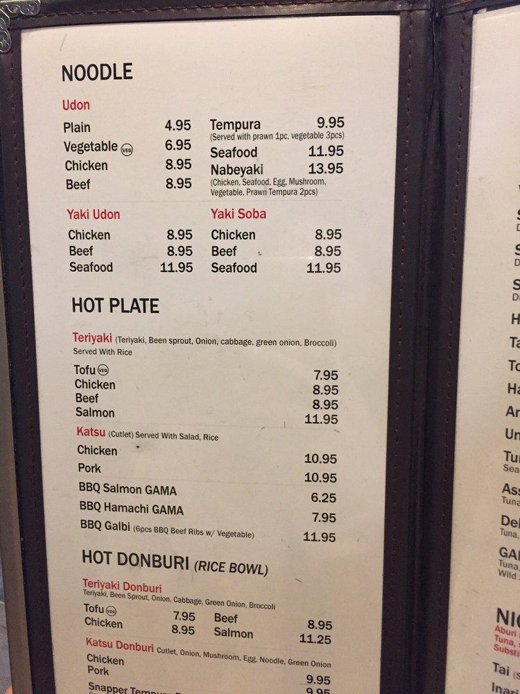 Menu at Gami Sushi restaurant, Richmond, No. 3 Rd #126